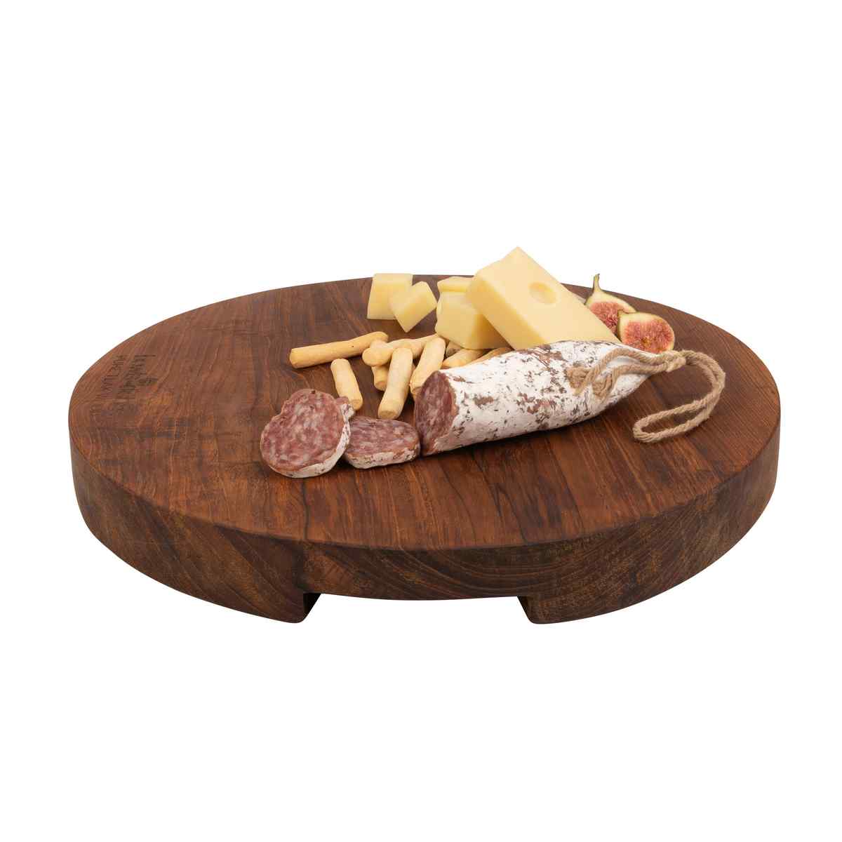 Pure Teak Wood Boomstam rond met 2 handgrepen Ø 30 x 4 cm – Borrelplank ...